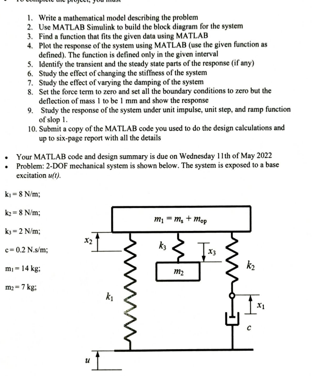 1. Write a mathematical model describing the problem | Chegg.com