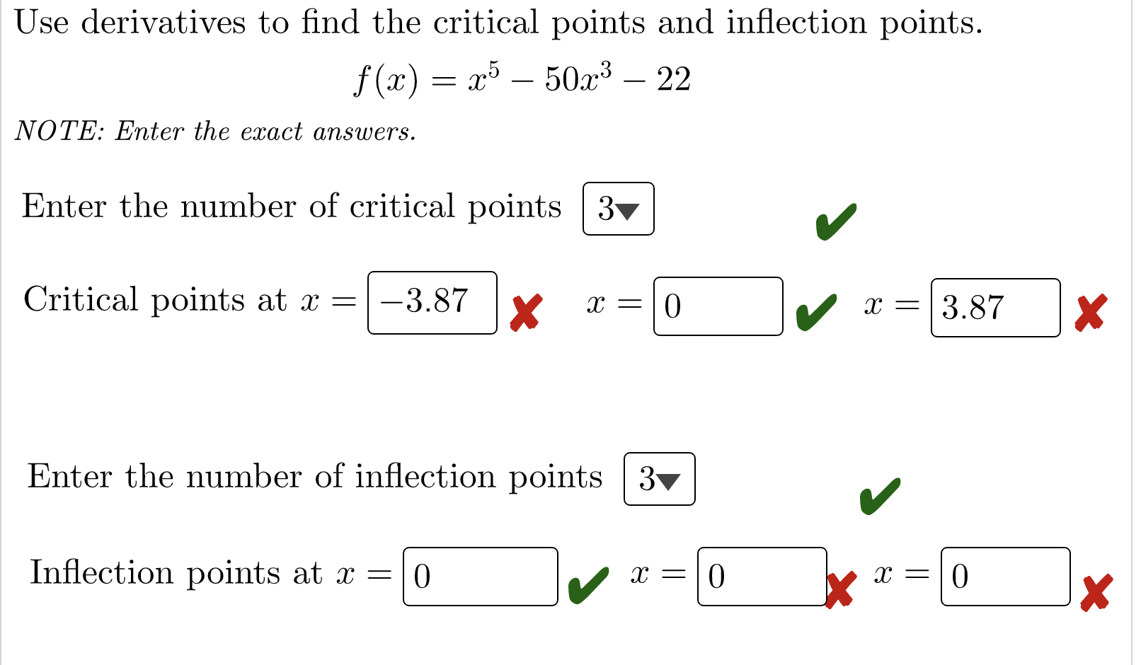 Solved Use derivatives to find the critical points and | Chegg.com
