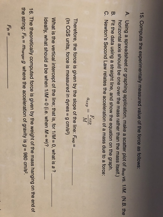 Solved 15. Compute the experimentally measured value of the | Chegg.com