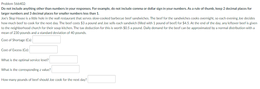 Solved Do not include anything other than numbers in your | Chegg.com
