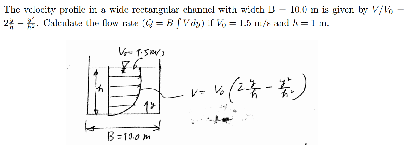 Solved = The velocity profile in a wide rectangular channel | Chegg.com