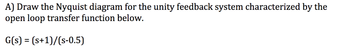 Solved A) Draw the Nyquist diagram for the unity feedback | Chegg.com