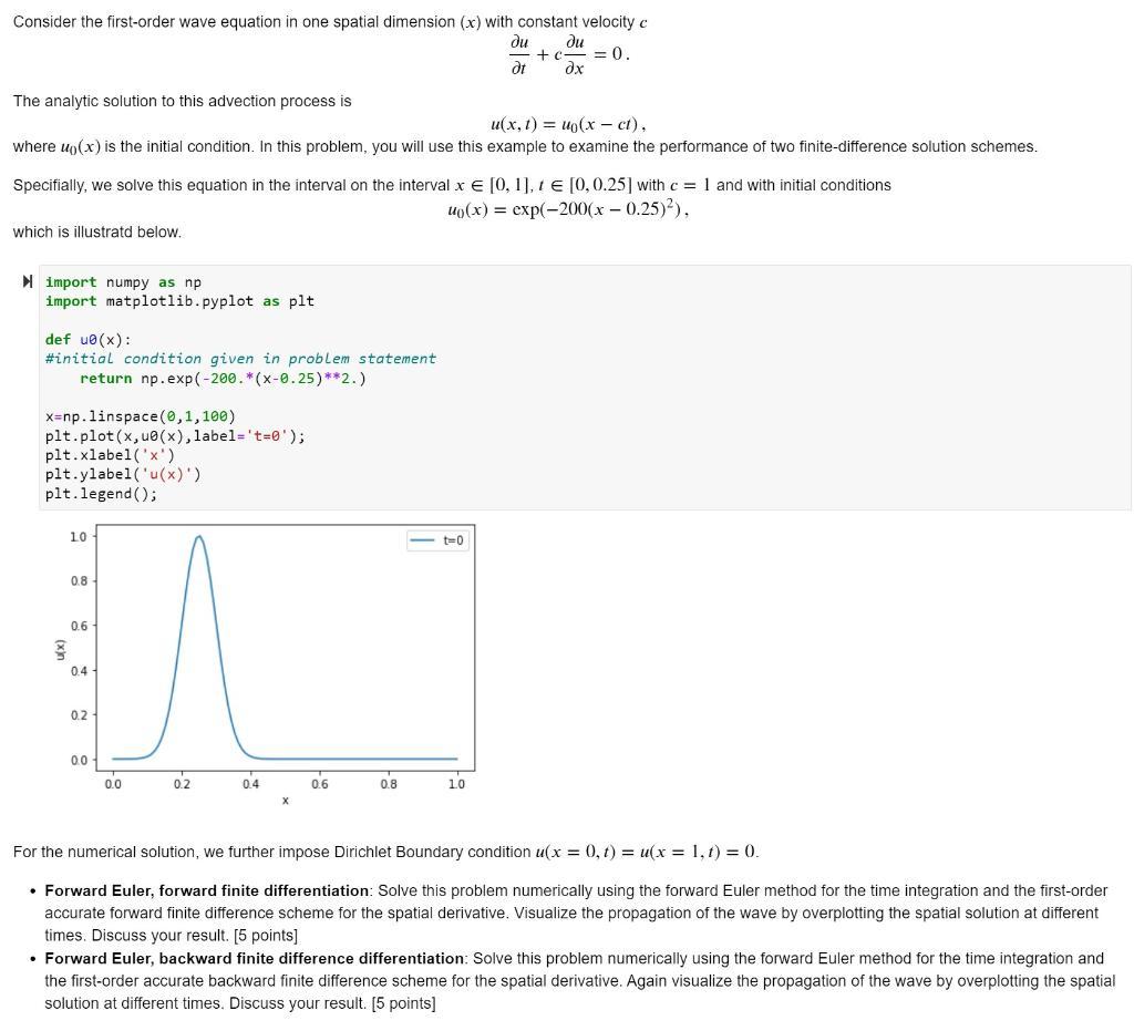 Solved Consider the first-order wave equation in one spatial | Chegg.com