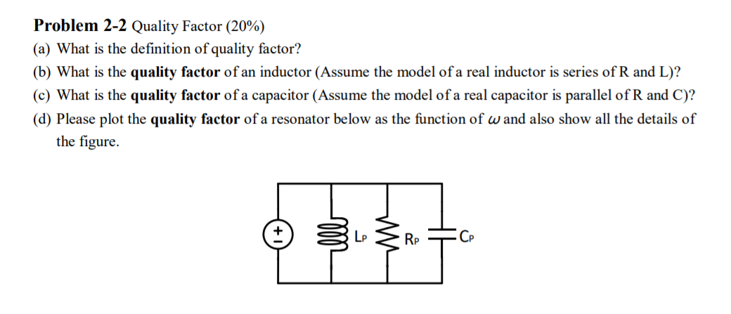 Solved Problem 2-2 Quality Factor (20%) (a) What is the | Chegg.com