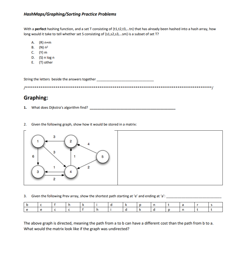 Solved HashMaps/Graphing/Sorting Practice Problems With a | Chegg.com Solved HashMaps/Graphing/Sorting Practice Problems With a | Chegg.com