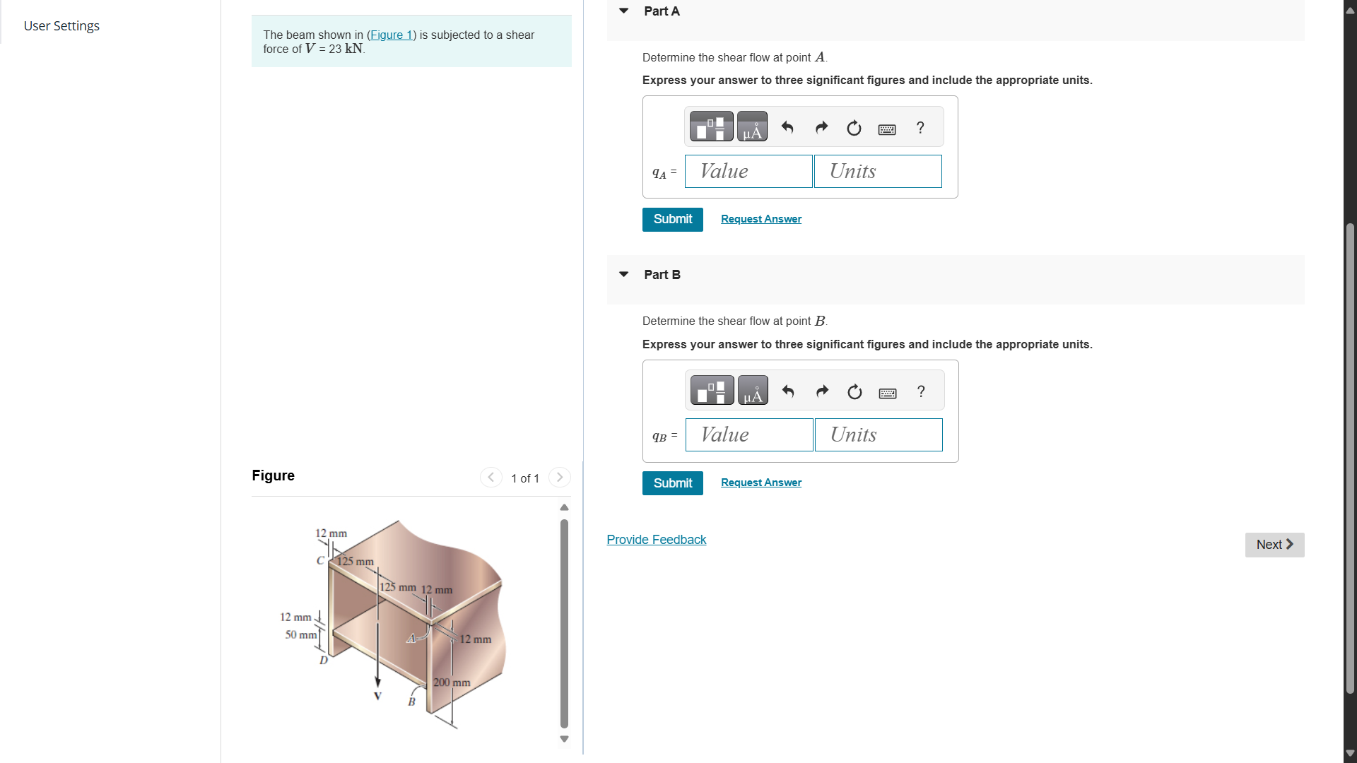 Solved The beam shown in (Figure 1) ﻿is subjected to a shear | Chegg.com
