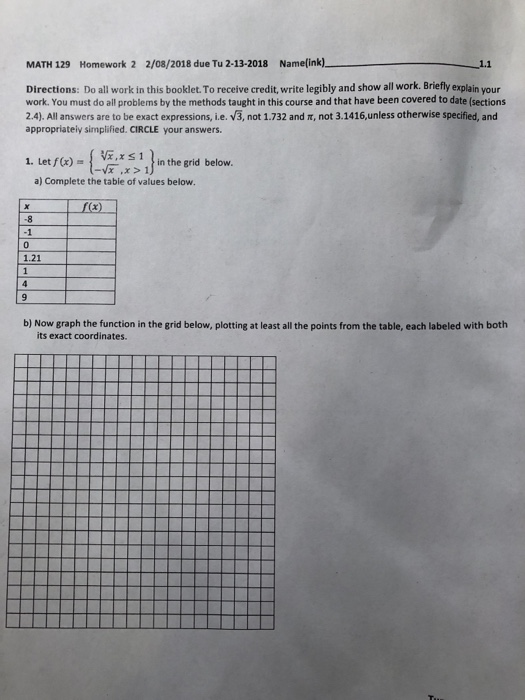 Solved MATH 129 Homework 2 2/08/2018 due Tu 2-13-2018 | Chegg.com