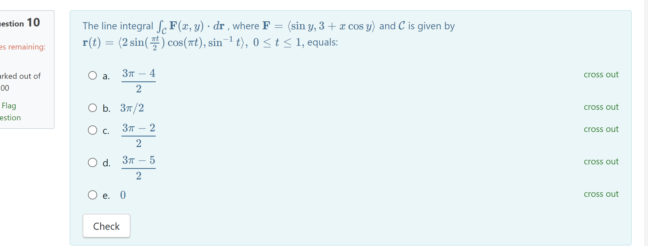 Solved The line integral ∫CF(x,y)⋅dr, where F= siny,3+xcosy | Chegg.com