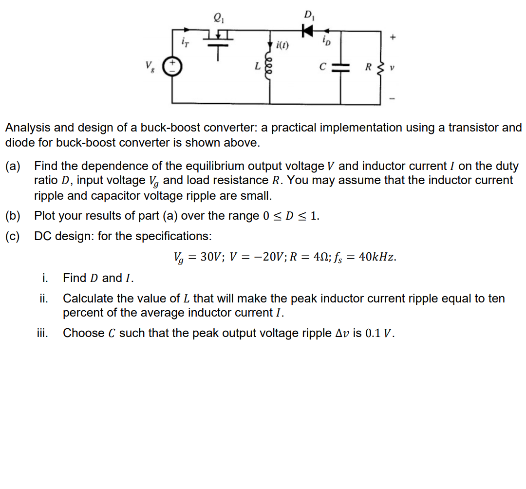 Solved Analysis and design of a buck-boost converter: a | Chegg.com
