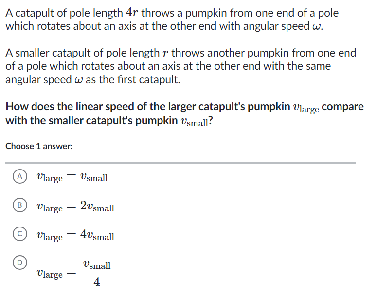 Solved A catapult of pole length 4r ﻿throws a pumpkin from | Chegg.com