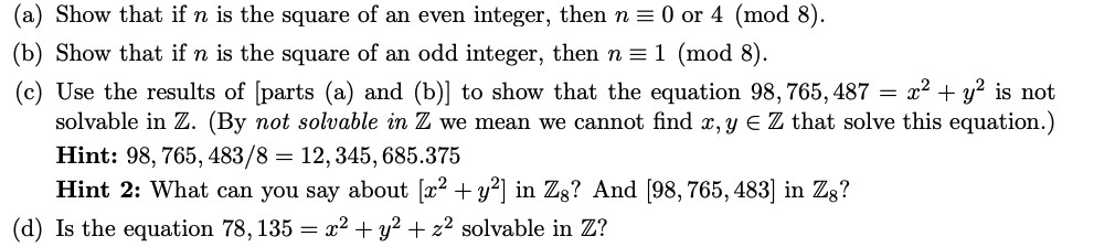 Solved (a) Show that if n is the square of an even integer, | Chegg.com