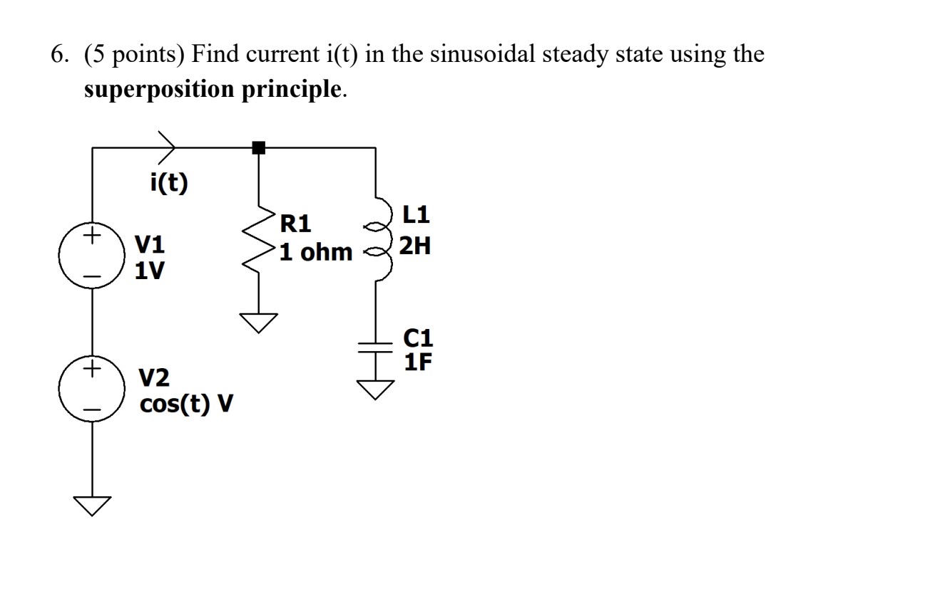 Solved (5 ﻿points) ﻿Find current i(t) in ﻿the sinusoidal | Chegg.com