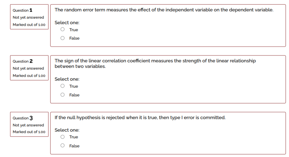 Solved Question 1 The Random Error Term Measures The Effect 2043
