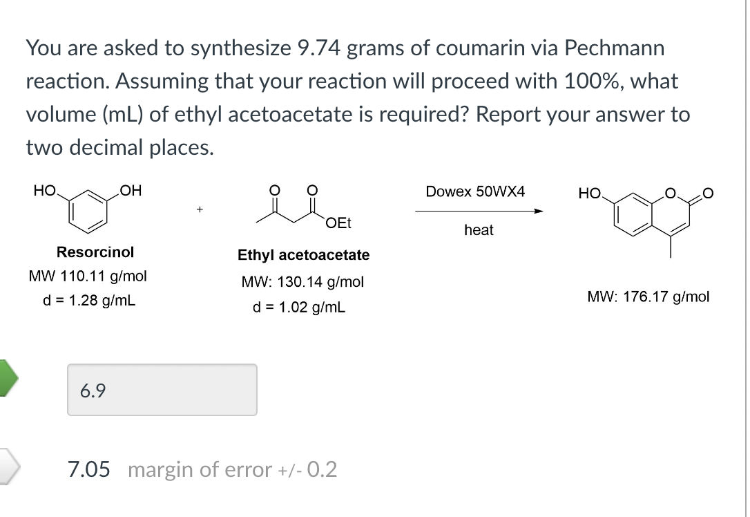 Solved You are asked to synthesize 9.74 grams of coumarin | Chegg.com