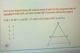Solved #14: In the diagram below. BC connects points and | Chegg.com