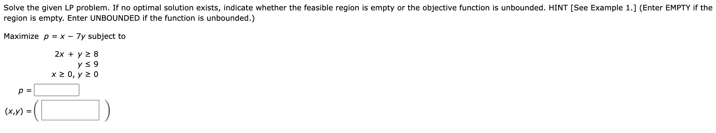 Solved region is empty. Enter UNBOUNDED if the function is | Chegg.com
