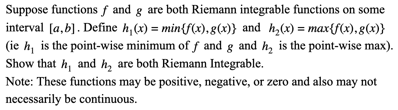 Solved and h2 Suppose functions f and g are both Riemann | Chegg.com