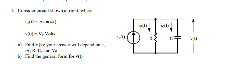 Solved 4. Consider circuit shown at right, where: iin | Chegg.com