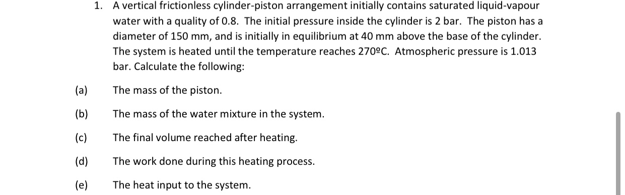 Solved 1. A vertical frictionless cylinder-piston | Chegg.com