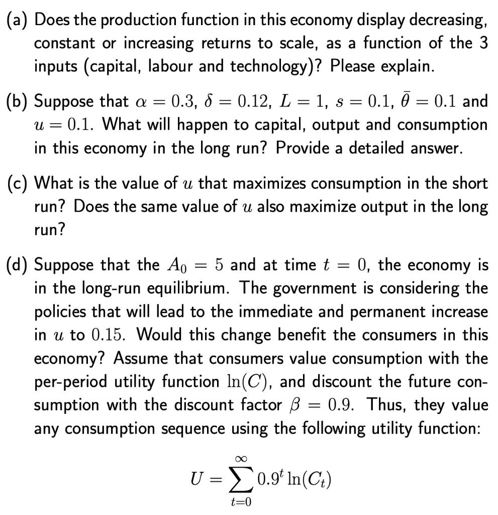 Solved 1- = т 3. (35 points) Consider an economy described | Chegg.com