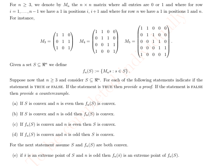 For N 3 We Denote By M The N X N Matrix Where All
