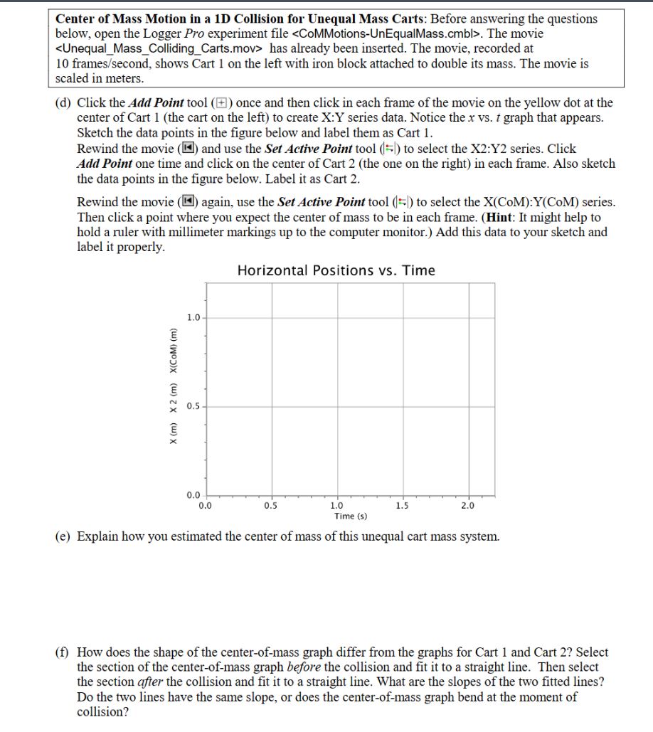 Solved Center of Mass Motion in a 1D Collision for Unequal | Chegg.com