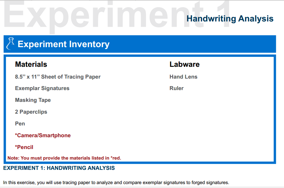 Experimen Handwriting Analysis Handwriting Analysis > | Chegg.com