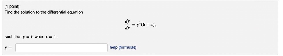 Solved (1 point) Find the solution to the differential | Chegg.com