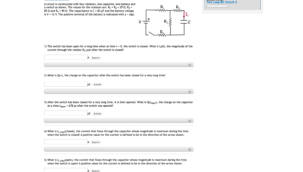Solved Two Loop RC Circult 2 A circuit is constructed with | Chegg.com