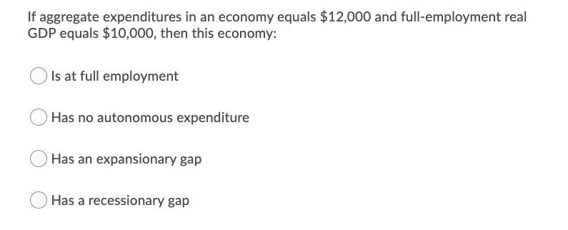Solved If Aggregate Expenditures In An Economy Equals Chegg