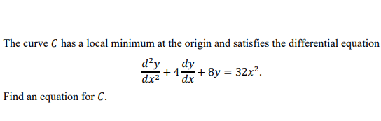 Solved The curve C has a local minimum at the origin and | Chegg.com