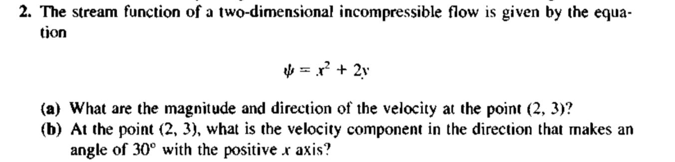 Solved The stream function of a two-dimensional | Chegg.com