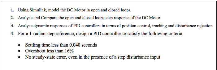 Solved Task 2: DC Motor in Open and Closed loop systems The | Chegg.com