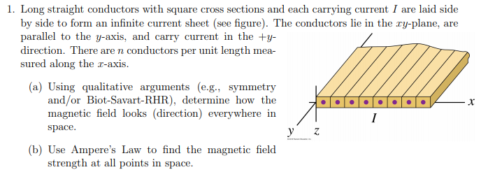 Solved 1. Long straight conductors with square cross | Chegg.com