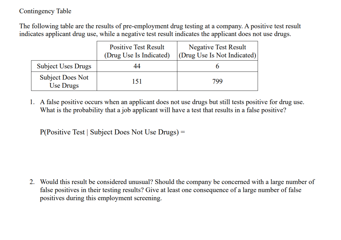 Solved Contingency Table The following table are the results | Chegg.com