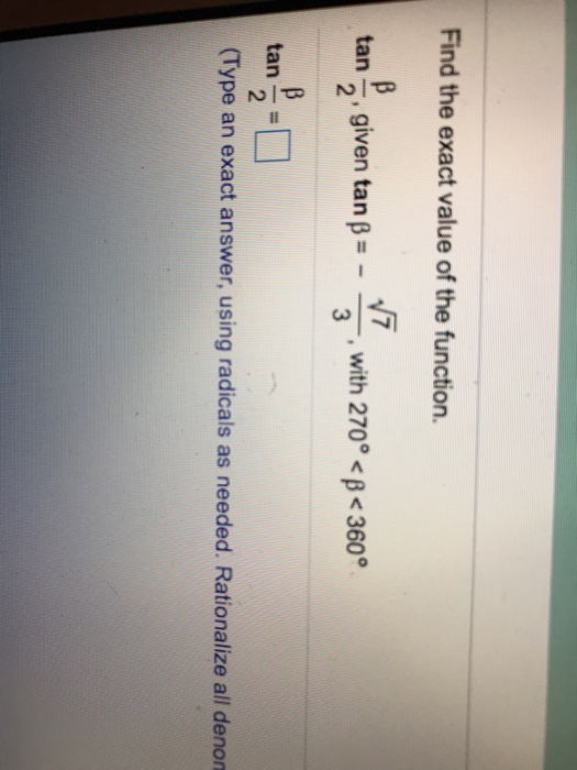 Solved Find the exact value of the function. p tan , given | Chegg.com