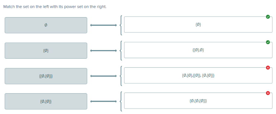 Solved Match the set on the left with its power set on the | Chegg.com