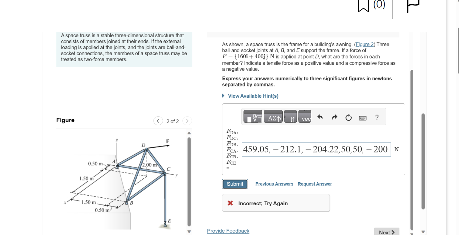 Solved A space truss is a stable three-dimensional structure | Chegg.com