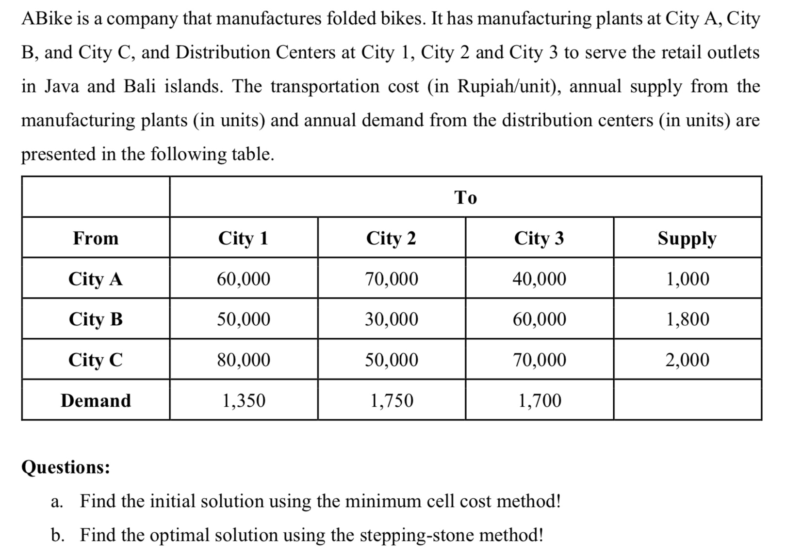 Solved ABike is a company that manufactures folded bikes. It | Chegg.com