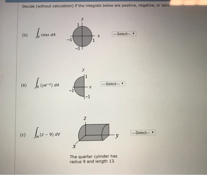 Solved Decide (without calculation) if the integrals below | Chegg.com