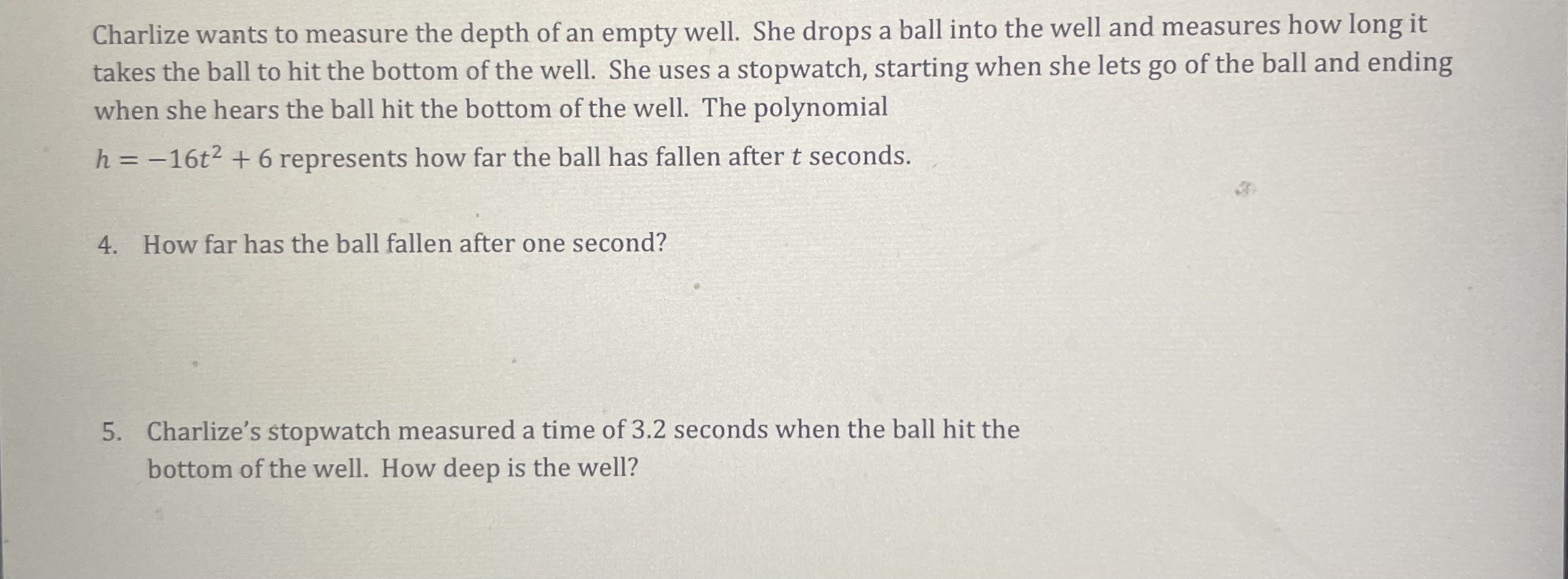 Solved Charlize wants to measure the depth of an empty well. | Chegg.com