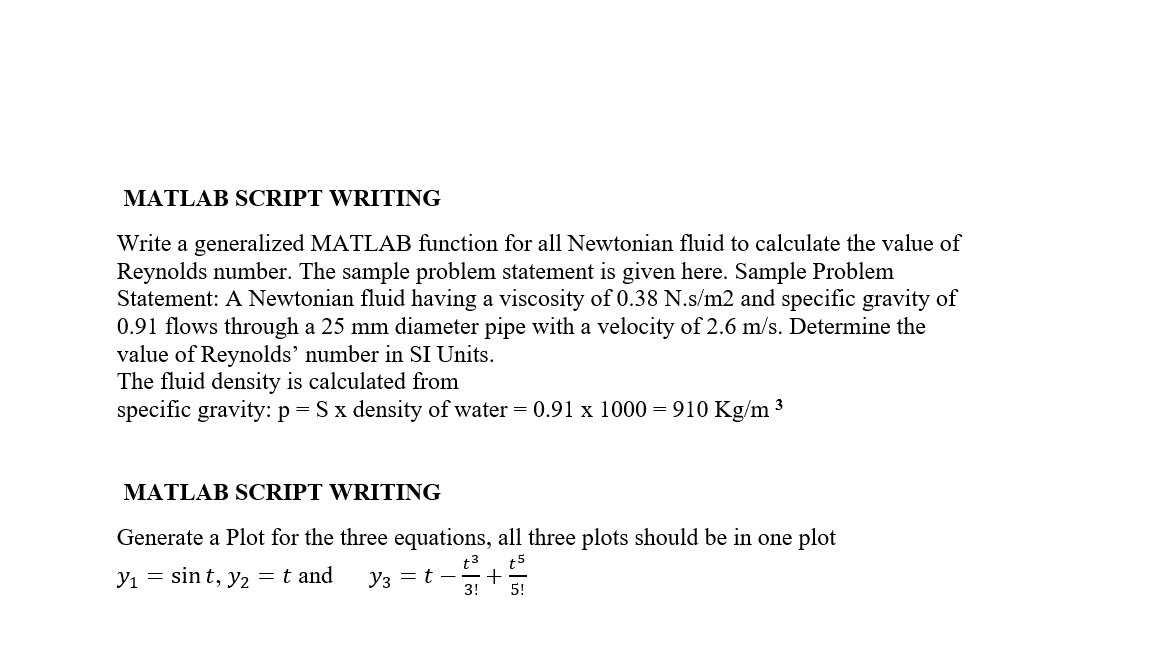 Solved MATLAB SCRIPT WRITING Write a generalized MATLAB | Chegg.com