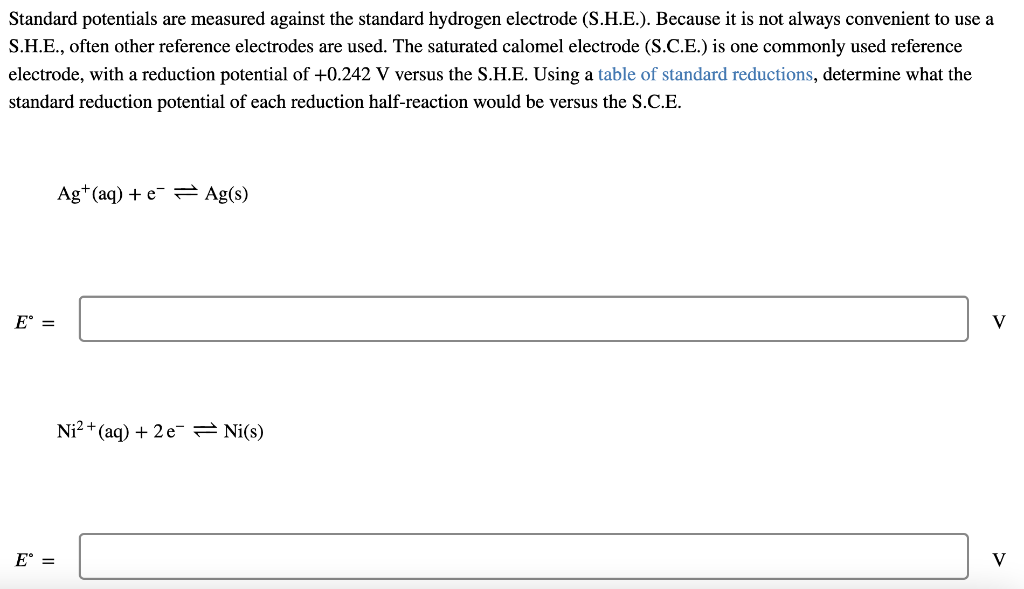 Solved Standard potentials are measured against the standard | Chegg.com