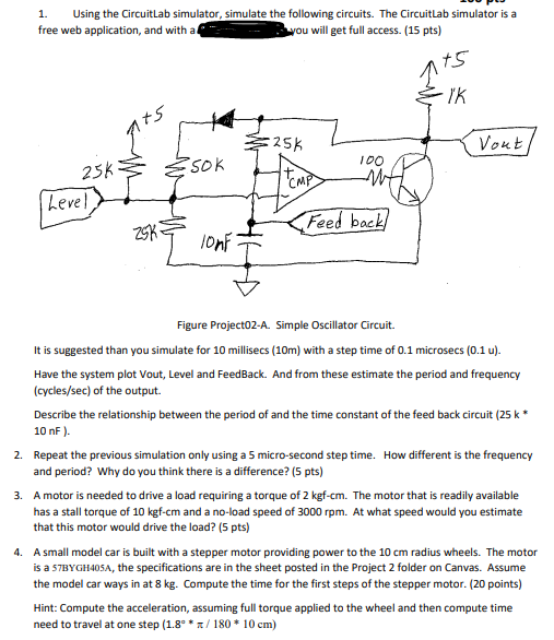Solved 1. Using the CircuitLab simulator, simulate the | Chegg.com