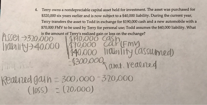 Solved Terry owns a nondepreciable capital asset held for | Chegg.com