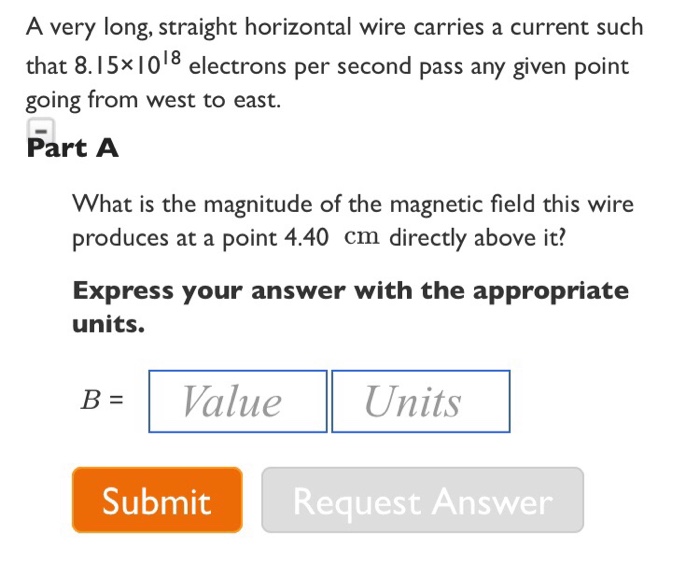Solved A very long, straight horizontal wire carries a | Chegg.com