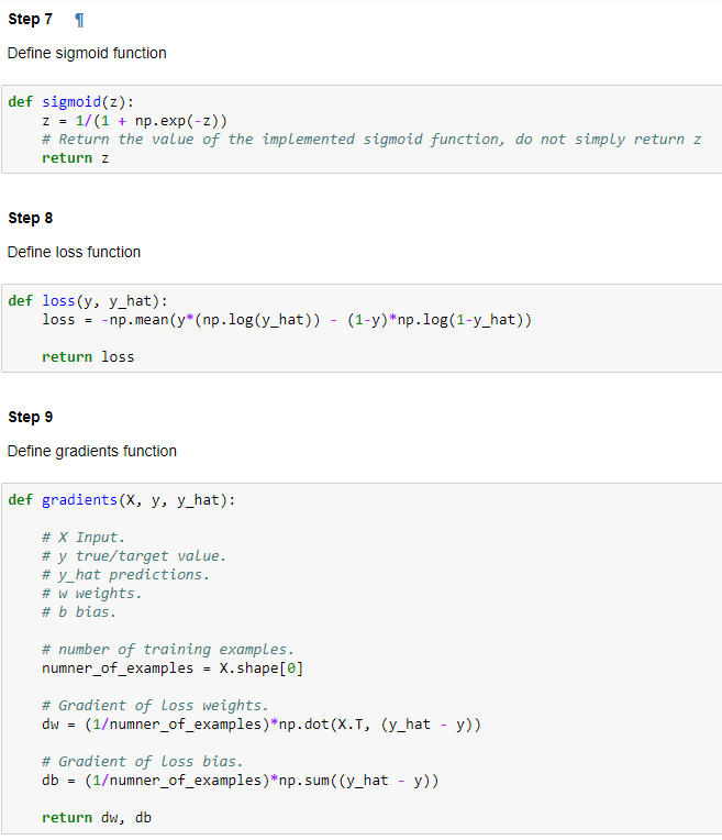 Solved def predict(X, w, b): # X Input. # Calculating | Chegg.com