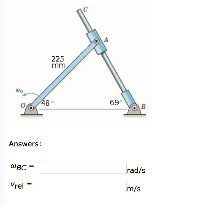 Solved Bar OA has a counterclockwise angular velocity ω0 = | Chegg.com