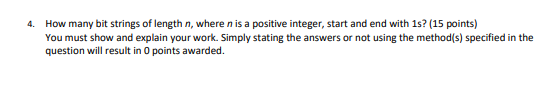 Solved 4. How many bit strings of length n, where n is a | Chegg.com