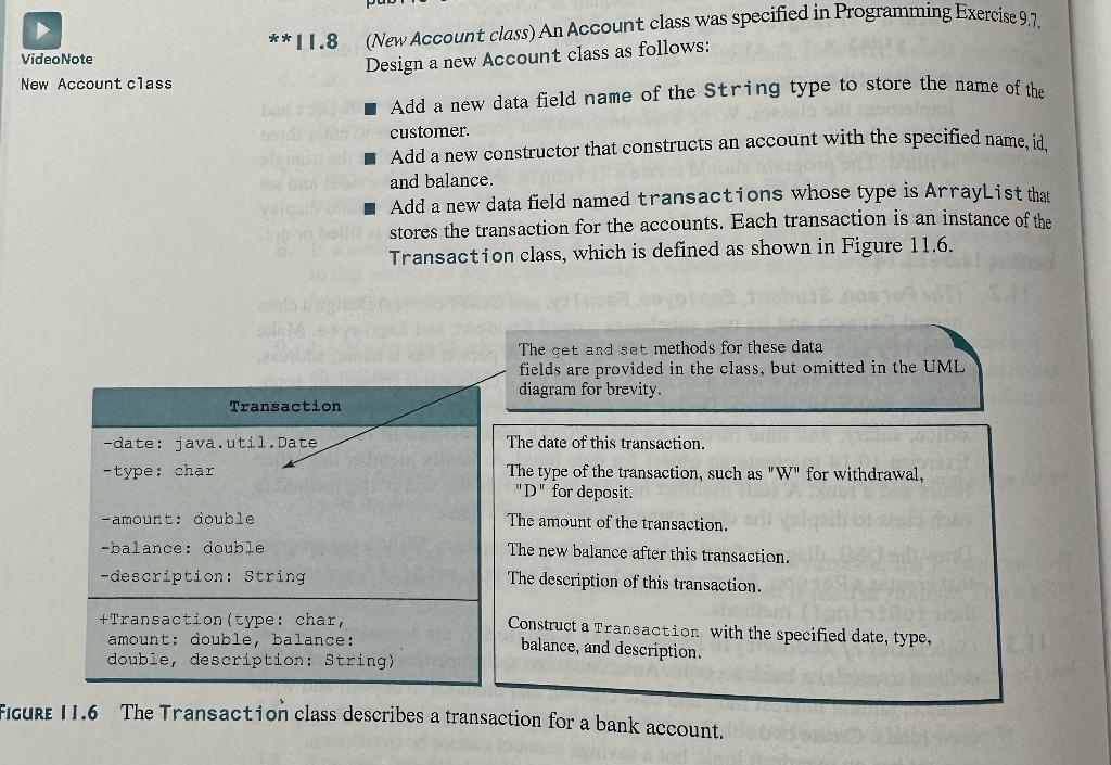 Solved ∗∗ II.8 (New Account class) An Account class was | Chegg.com